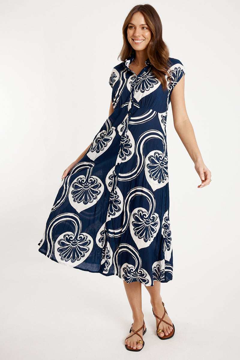 IBSA Sierra Midi Dress – 100% Cotton Relaxed Fit | Contemporary Style – Kabana Shop