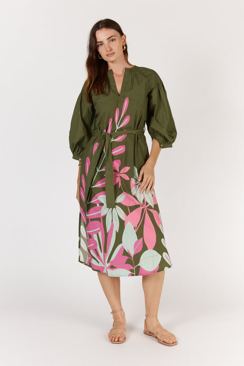 Itami Fern Long Sleeve Dress | 100% Cotton Midi Dress – Kabana Shop