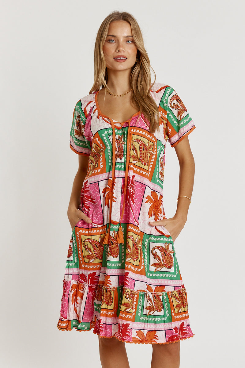 LulaLife Angelika Shirred Dress – Relaxed Cotton A-Line – Kabana Shop