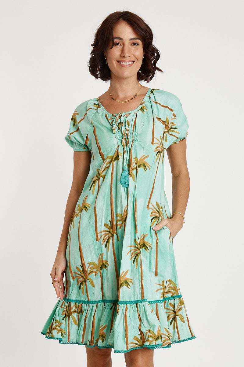 LulaLife Badira Shirred Dress – Relaxed Cotton A-Line – Kabana Shop