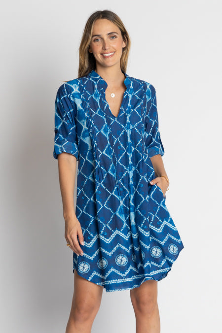 LulaLife Kumo Tuck Dress – Cotton Shibori Print Dress – Kabana Shop