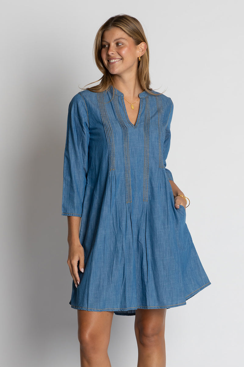IBSA Memphis Tuck Dress | Cotton Denim Relaxed Fit – Kabana Shop
