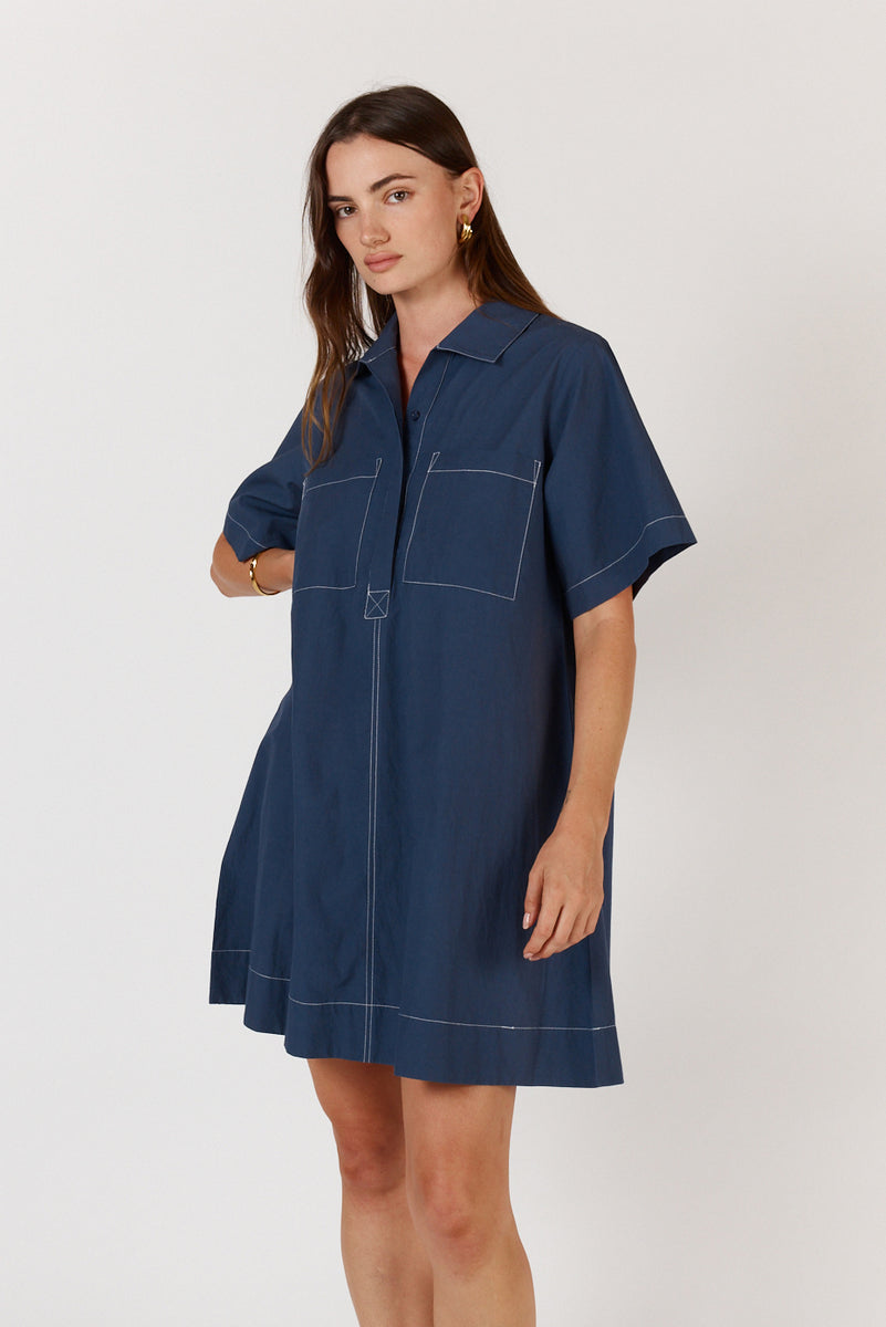 Itami Denim Mini Dress | 100% Cotton Casual Style – Kabana Shop