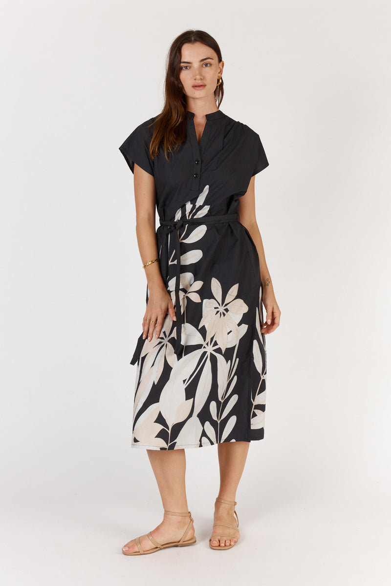 Itami Fern Capped Sleeve Cotton Midi Dress | Australian Design – Kabana Shop