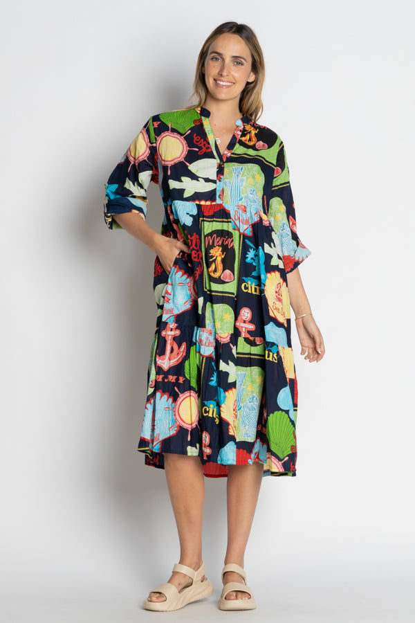LulaLife Melrose Midi – Cotton Printed Relaxed Midi Dress – Kabana Shop
