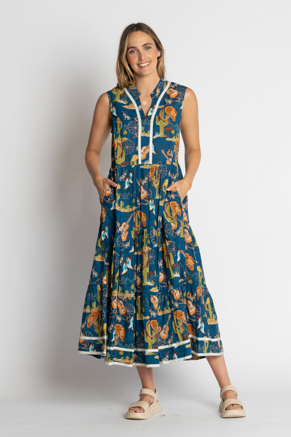 LulaLife Prairie Sleeveless Midi Dress – 100% Cotton & Pockets – Kabana Shop